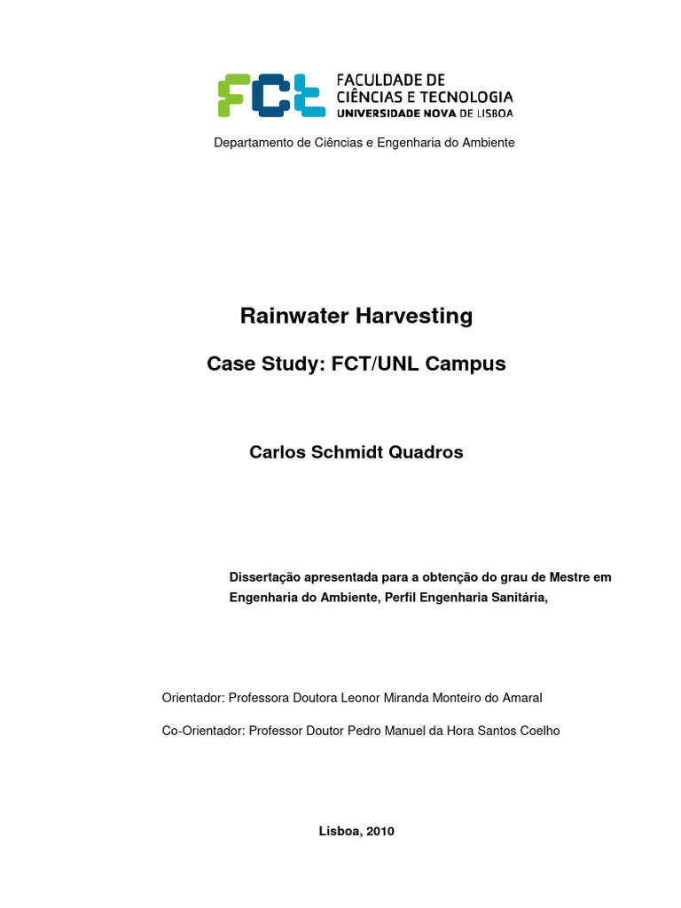 Rainwater Harvesting Case Study - FCT - UNL Campus | PDF | Water Scarcity | Water