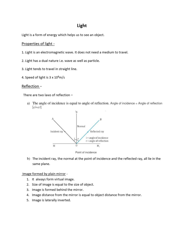Light Notes | PDF | Mirror | Optics
