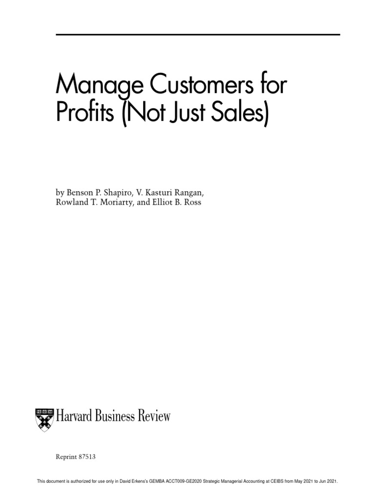 Manage Customers For Profits (Not Just Sales) | PDF | Prices | Procurement