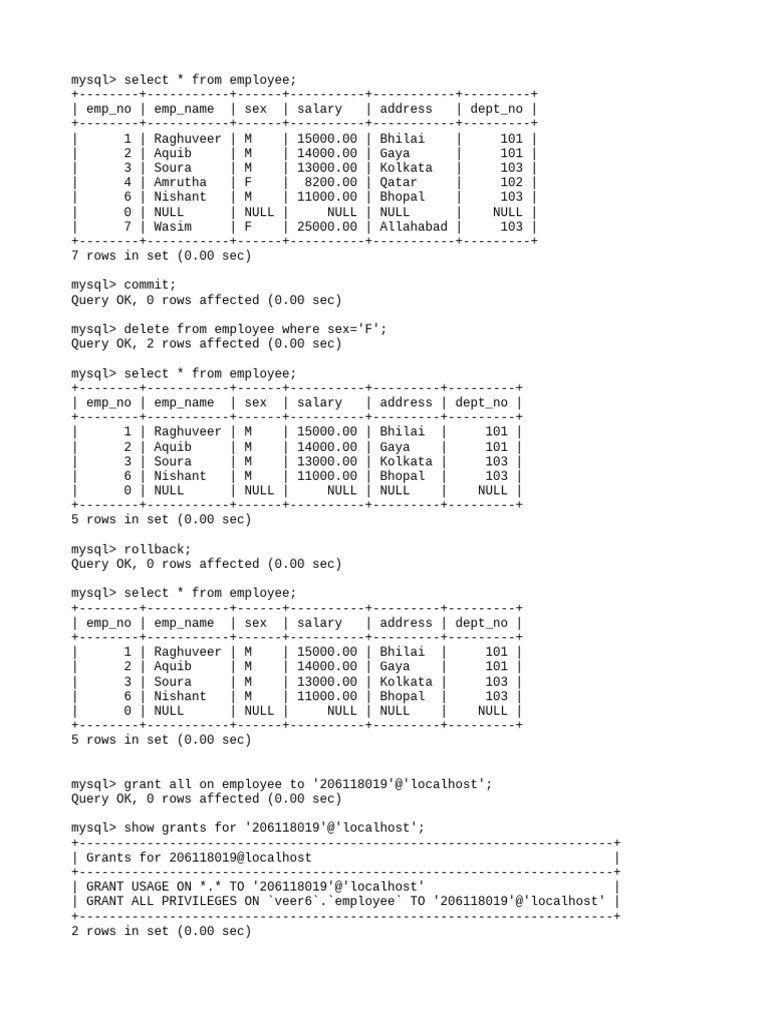 dbms lab7 | PDF | Databases | Data Management Software