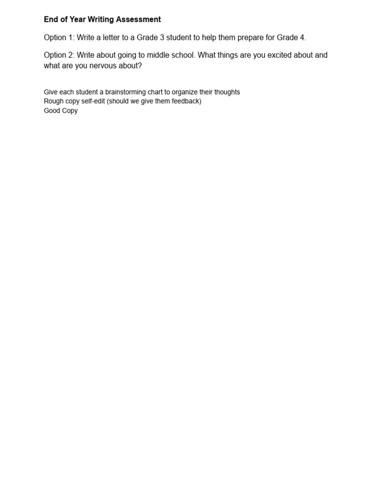 End of Year Writing Assessment | PDF