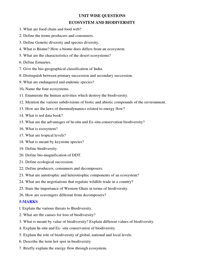 Ens 201 Unit Wise Questions Pdf Natural Disasters Ecosystem 