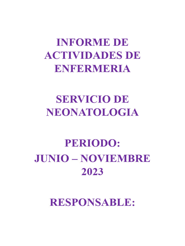 Informe de Actividades de Enfermeria | PDF | Enfermería | Hospital