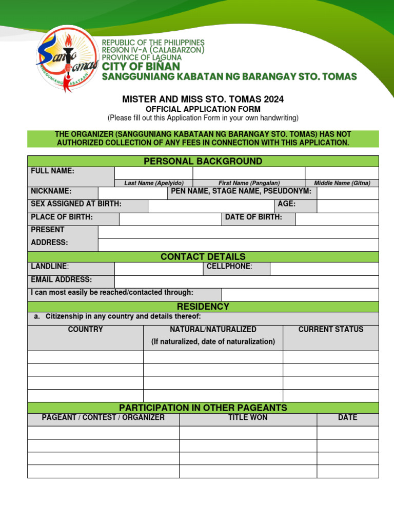 Mr. and Ms. Sto. Tomas - Application Form | PDF | Mental Disorder | Justice