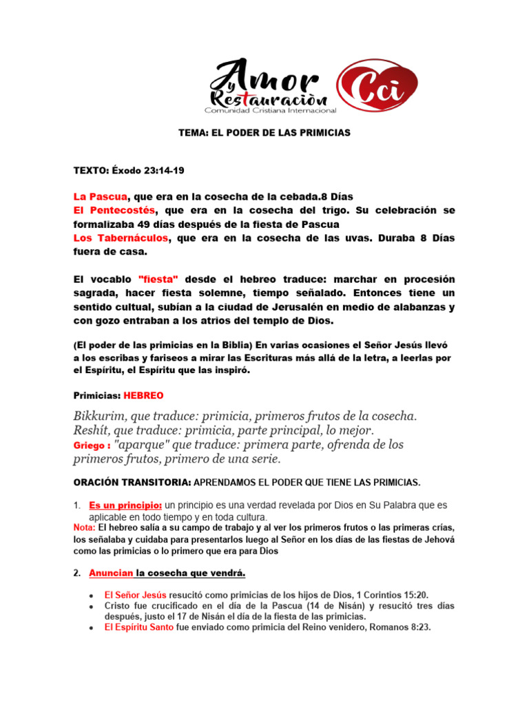 El Poder de Las Primicias | PDF | Pascua de Resurrección | Jesús