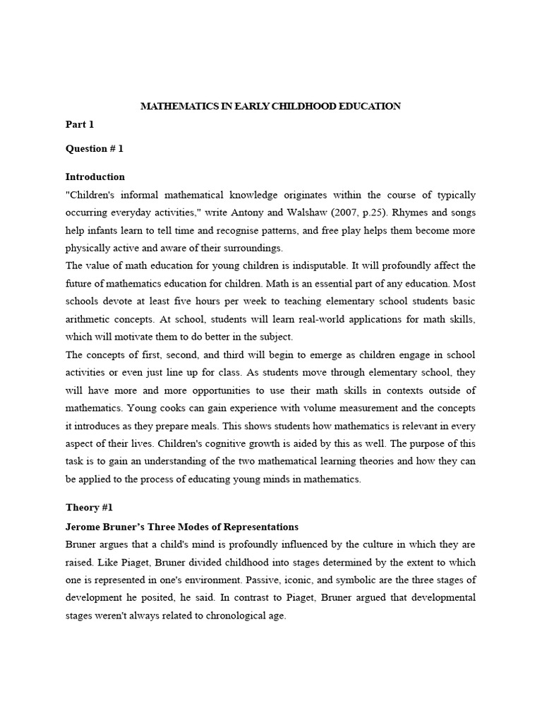 Mathematics in Early Childhood Education | PDF | Philosophy Of ...