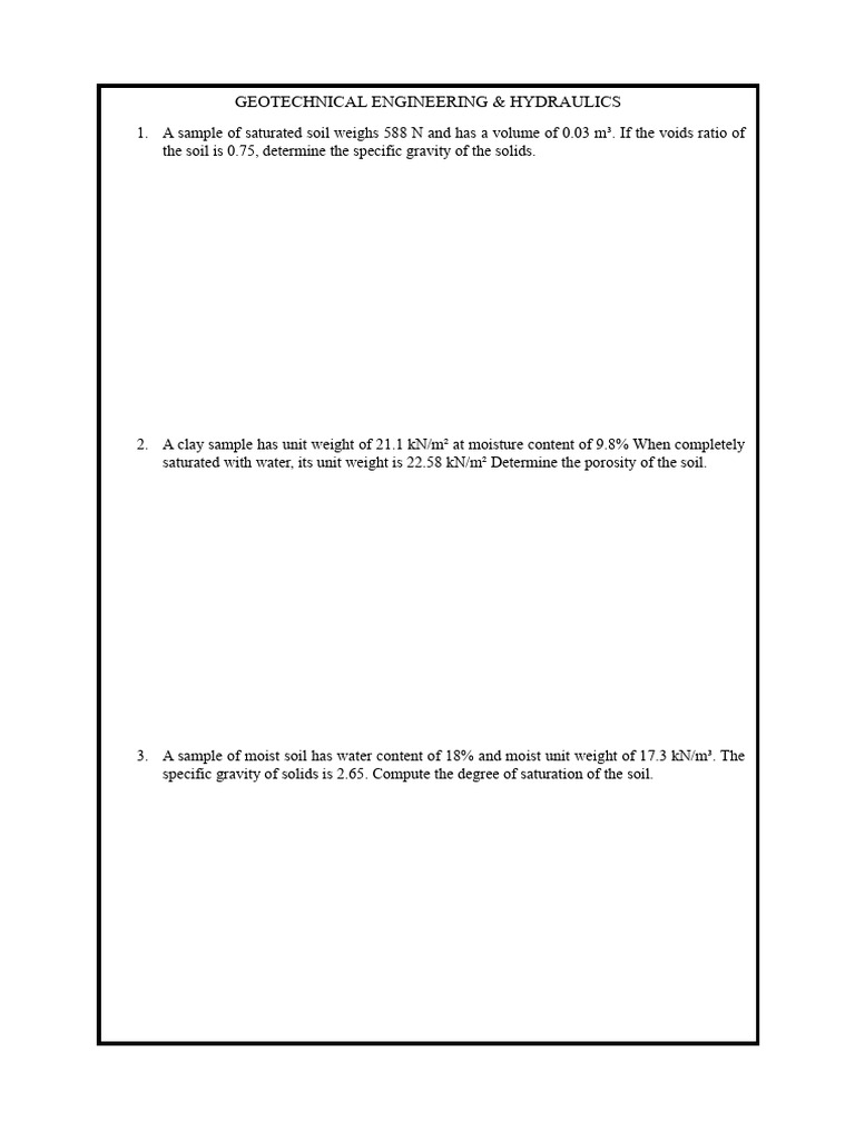 PROBLEM BANK 20 GEOxHYDR0&DESIGN | PDF | Bending | Beam (Structure)