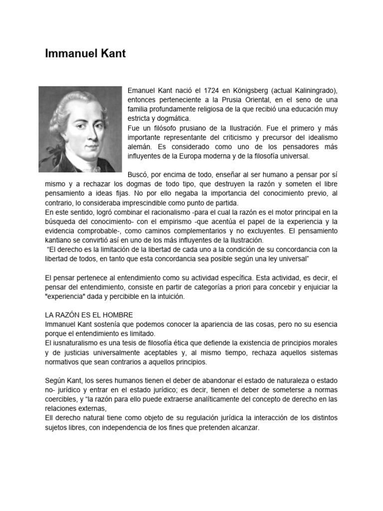 Biografía e ideas de Immanuel Kant | PDF | Immanuel Kant | Pensamiento