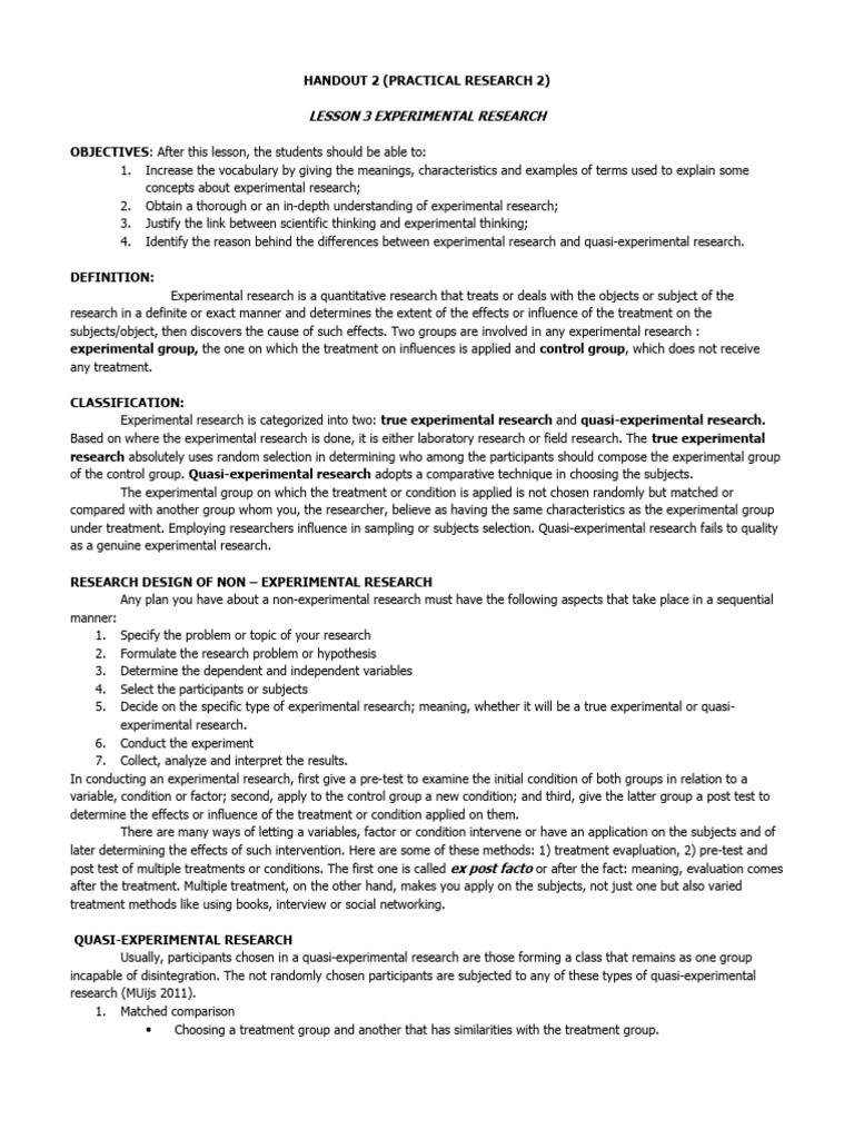 HANDOUT 2 | Download Free PDF | Experiment | Survey Methodology