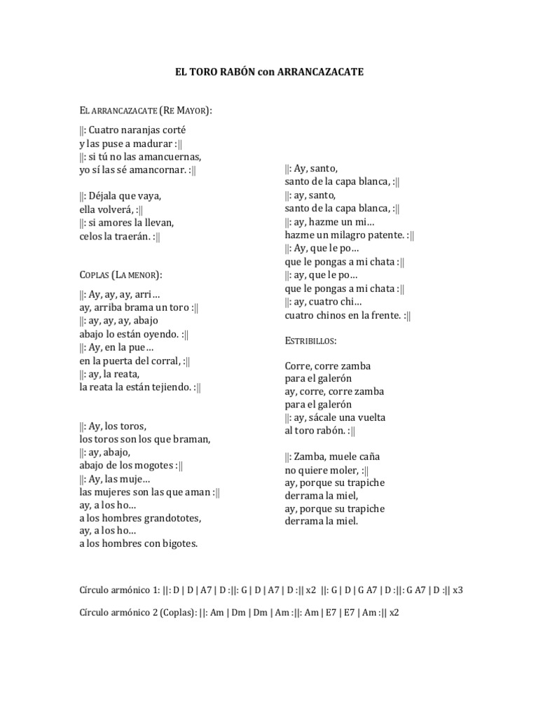 Letra y acordes de El Toro Rabón | PDF