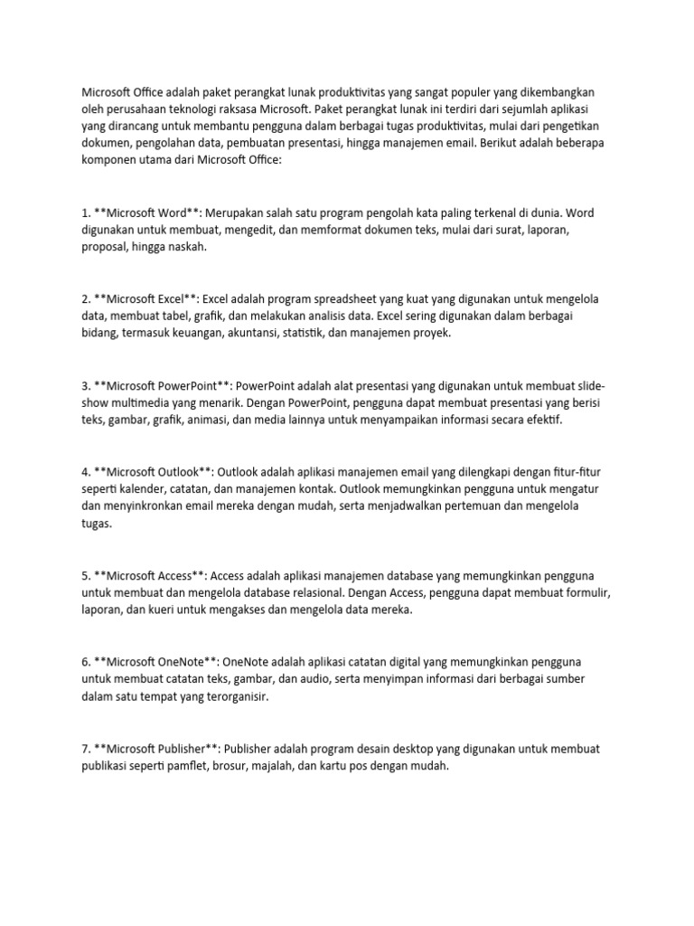 Microsoft Office Adalah Paket Perangkat Lunak Produktivitas Yang Sangat ...