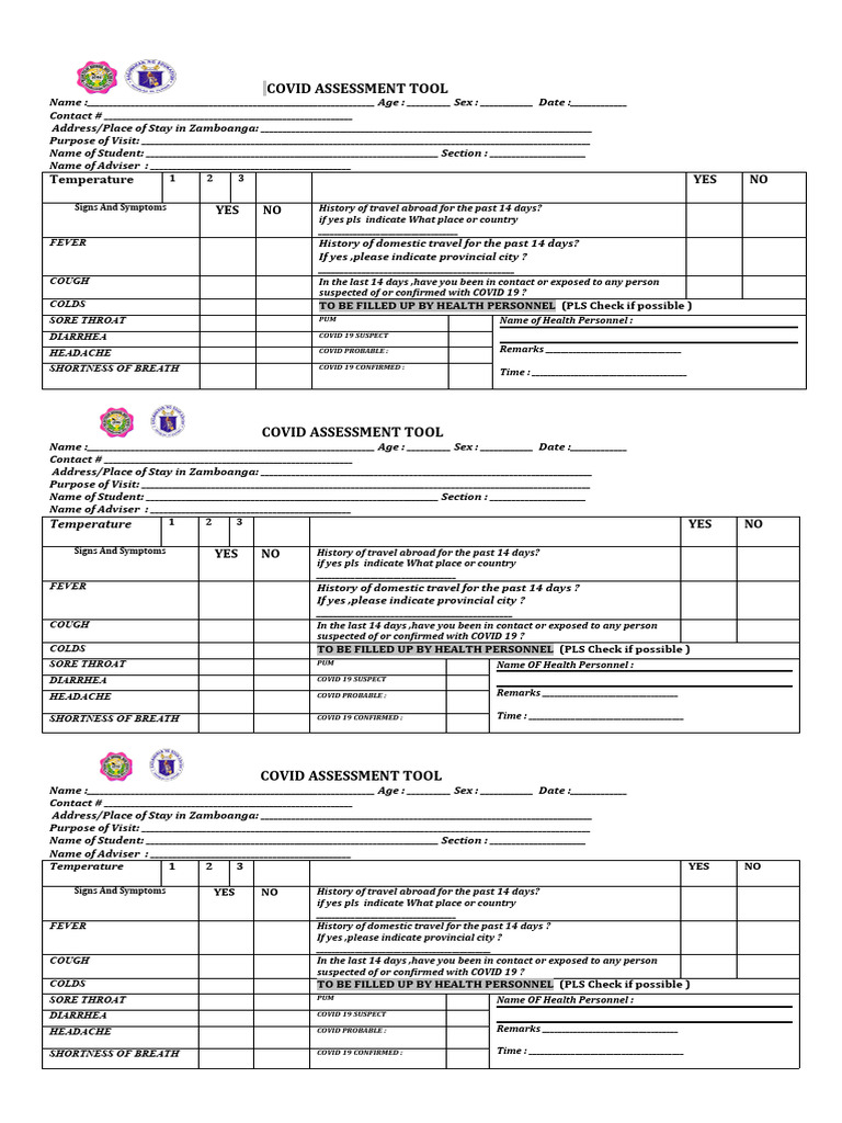 COVID-ASSESSMENT-TOOL-3-copies | Download Free PDF | Common Cold ...