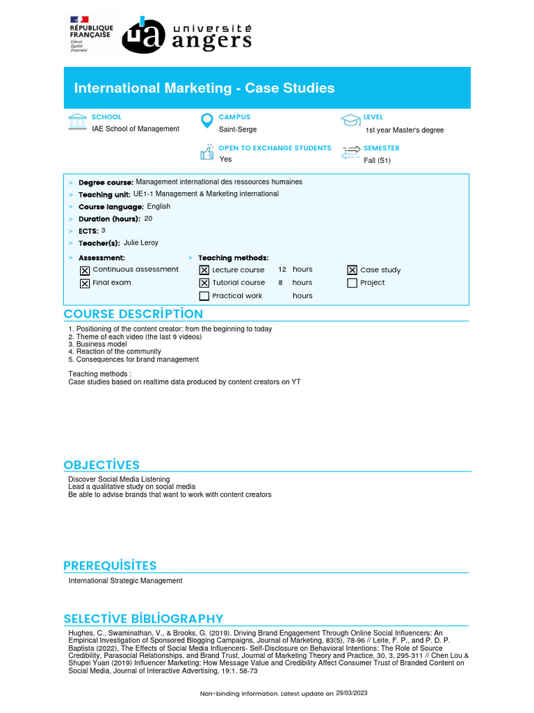 UE1-1 International Marketing - Case Studies | PDF | Career & Growth