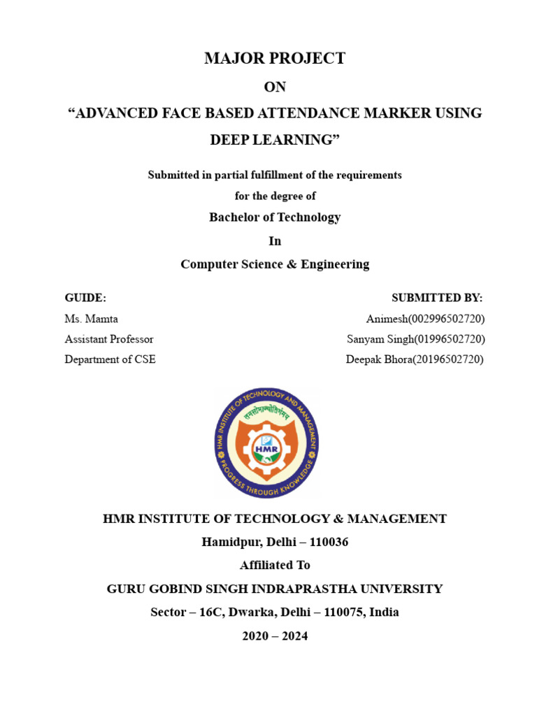 B.Tech Face Recognition Project | PDF | Image Segmentation | Biometrics