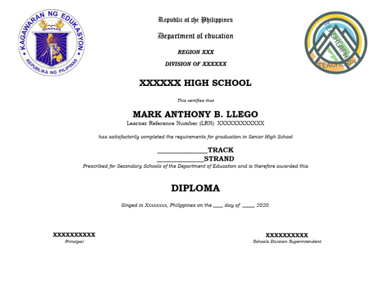 Senior High School Diploma Sample | PDF