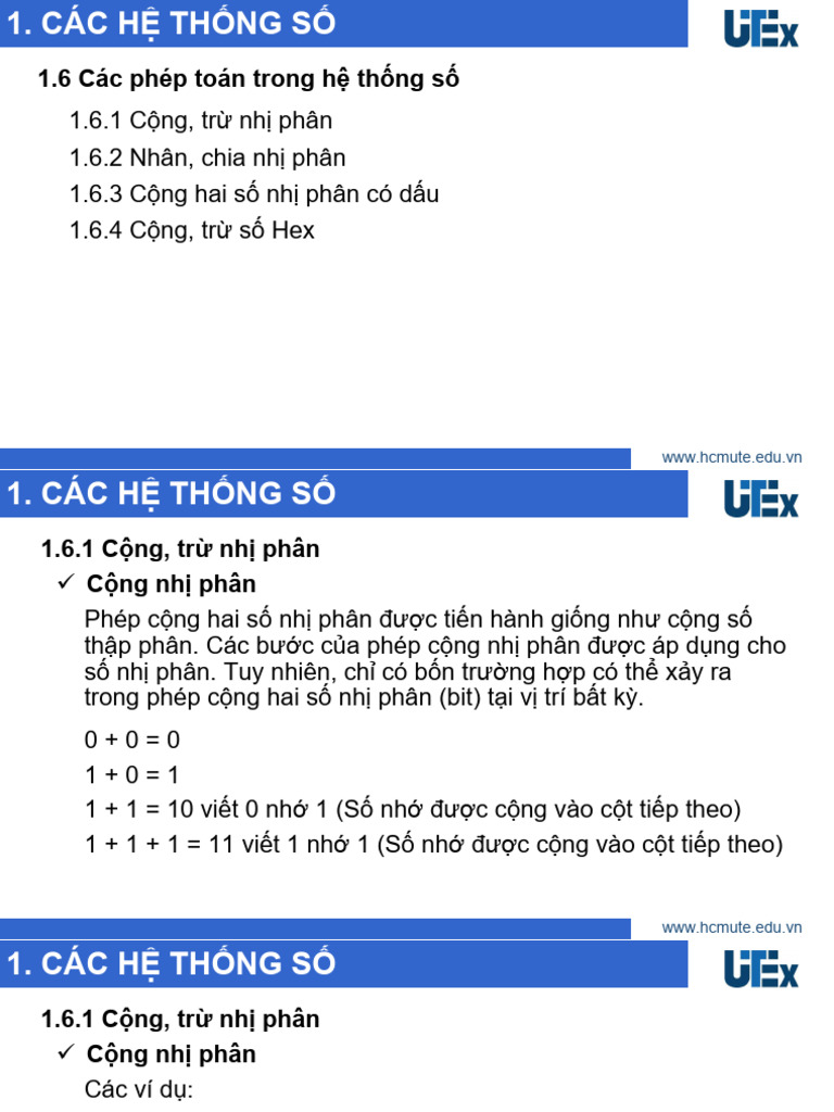 Slide Chương 1 Các Phép Toán Trong Hệ Thống Số | PDF