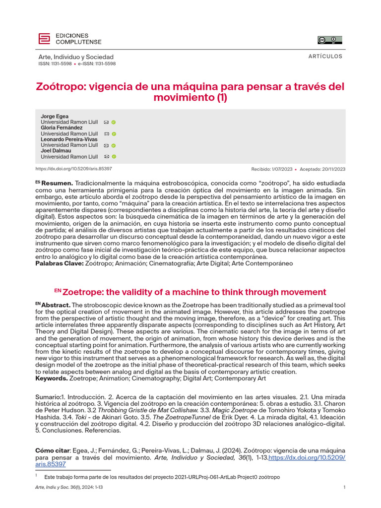 Zoótropo: Arte y Movimiento Contemporáneo | PDF | Ciencias sociales ...