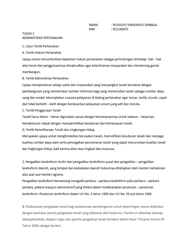Tugas 2 Administrasi Pertanahan | PDF | Hukum