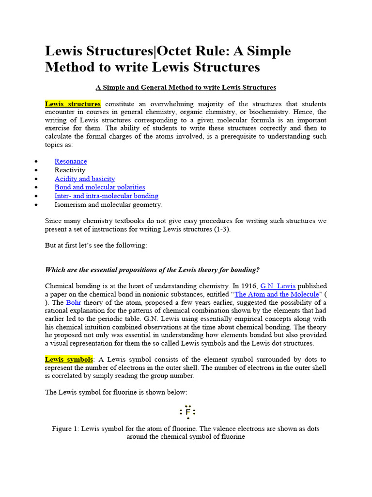 Lewis Structures Octet Rule | PDF | Chemical Bond | Covalent Bond