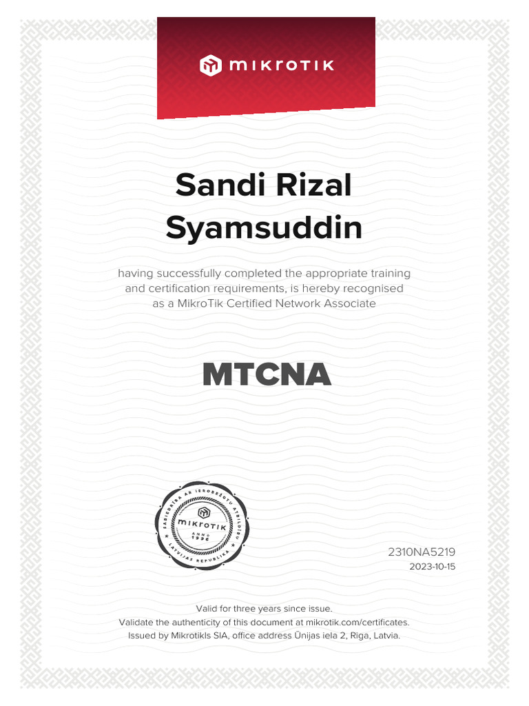 sertifikat mikrotik (1) | PDF