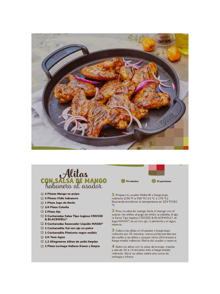 Receta - Carne Asada - Alitas Con Salsa de Mango Habanero | PDF