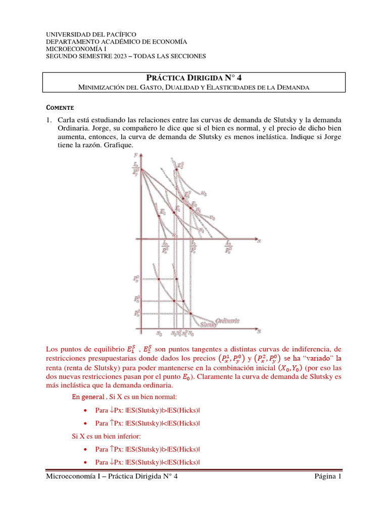 2023 II Micro I PD4 Solucionario | PDF | Elasticidad (economía) | Microeconomía
