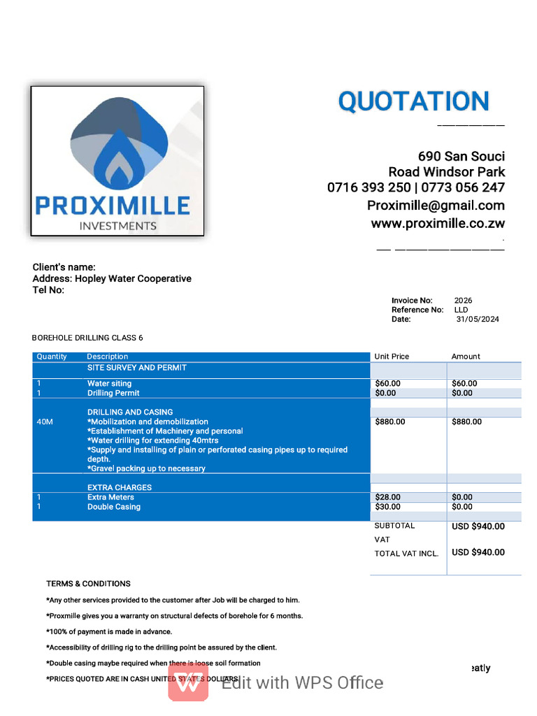 Proximille Drilling Quote | PDF