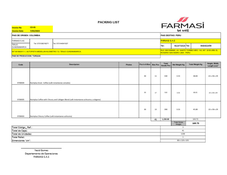 PACKING LIST - FARMASI | PDF