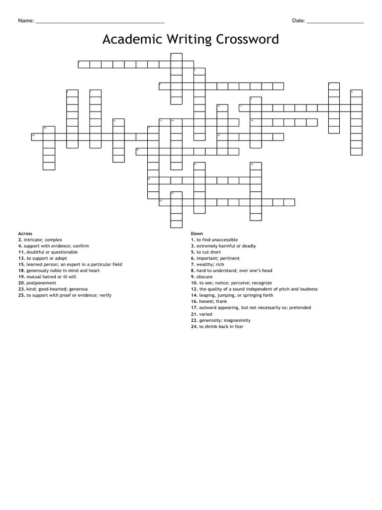 Academic Writing Crossword | PDF