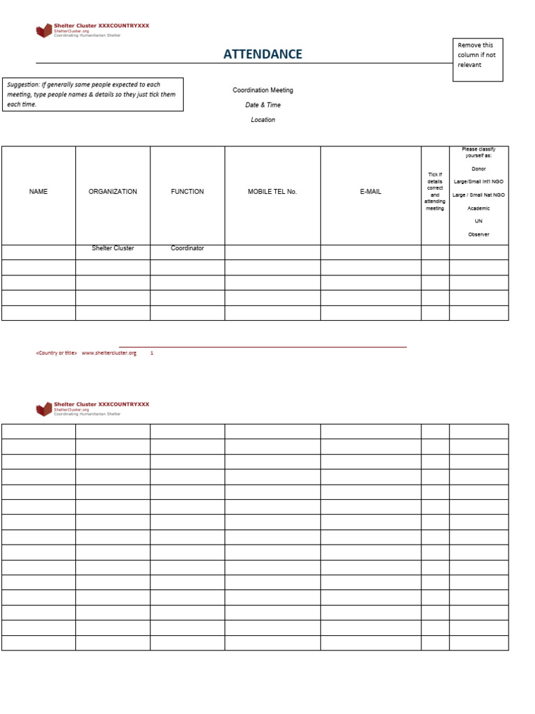 Attendance Template | PDF