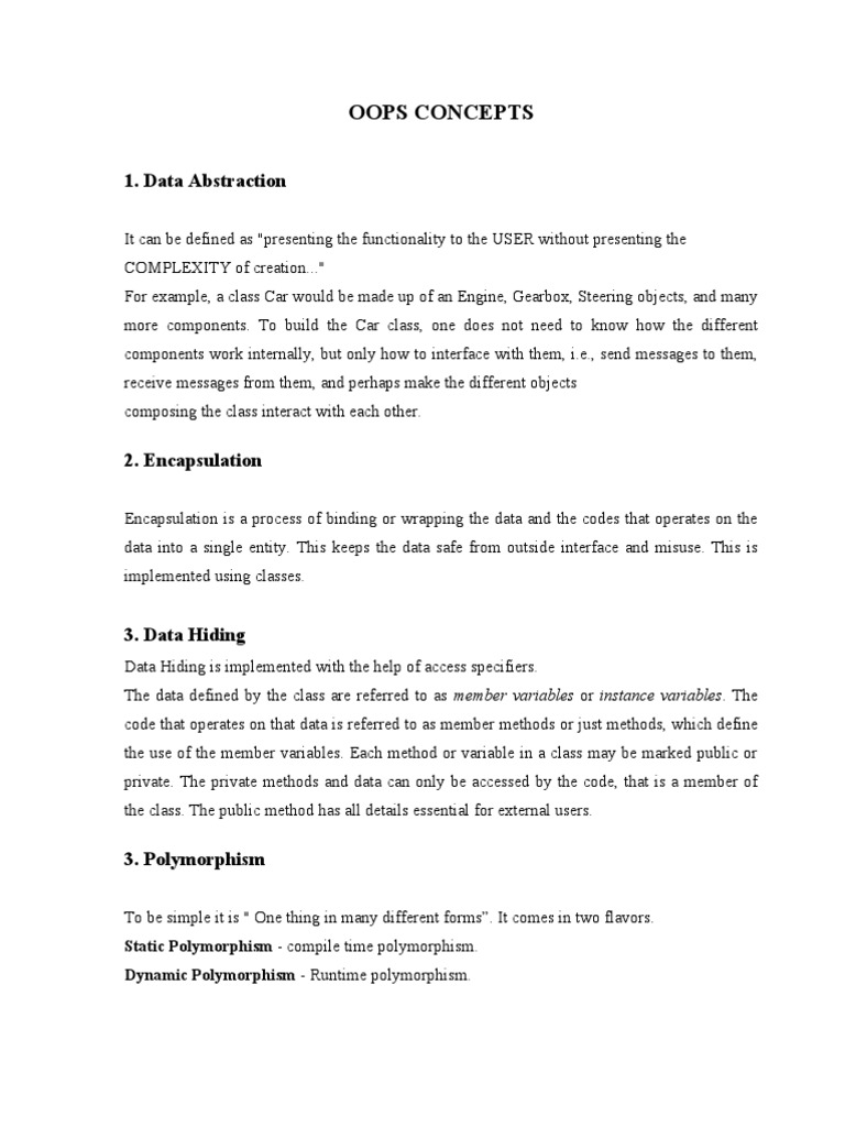 An In Depth Explanation Of Oops Concepts Data Abstraction Encapsulation Inheritance