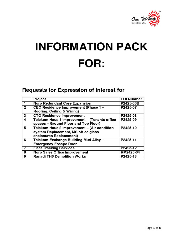 Information Pack - Eoi For STCL Projects II | PDF | Technology ...
