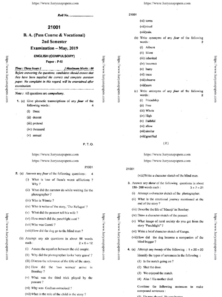 Ba 2 Sem English 21001 May 2019 | PDF