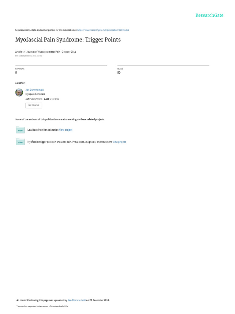 Myofascial Pain Syndrome: Trigger Points: Journal of Musculoskeletal ...