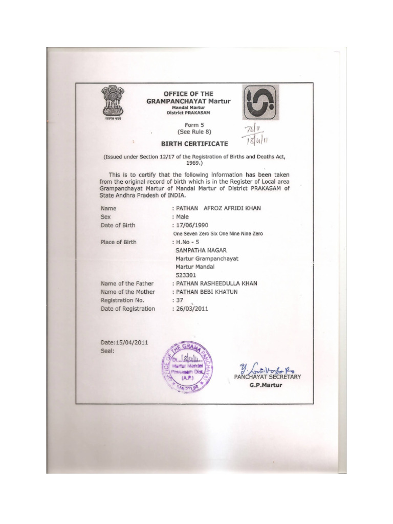 Birth Certificate | PDF