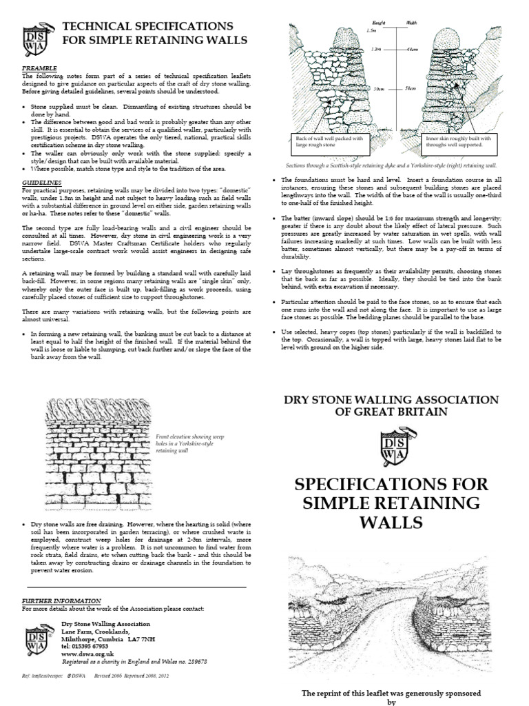 1 Retaining Wall Specification Update 2012 | PDF | Drainage | Civil ...