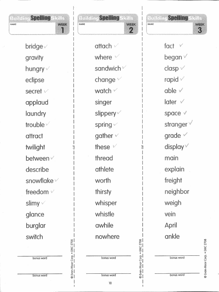 Grade 4 Spelling Lists 1 | PDF