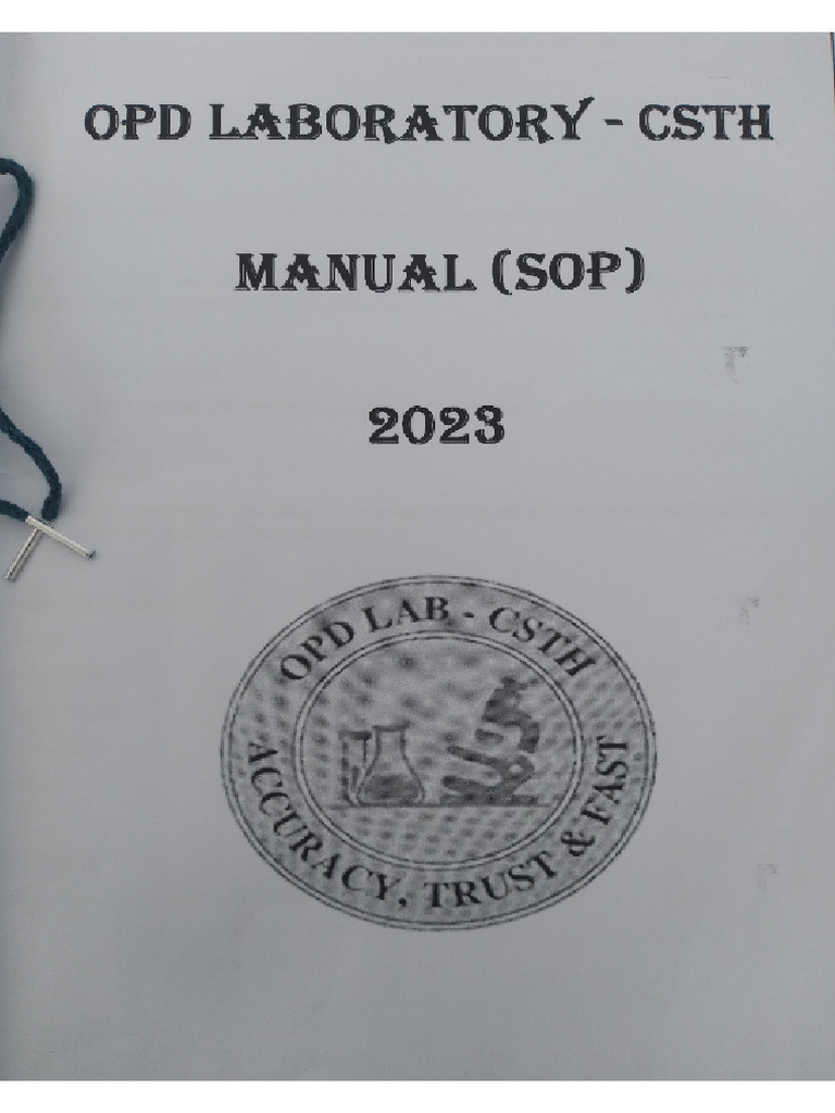 Urine Analysis Sop CSTH Opd Laboratory | PDF