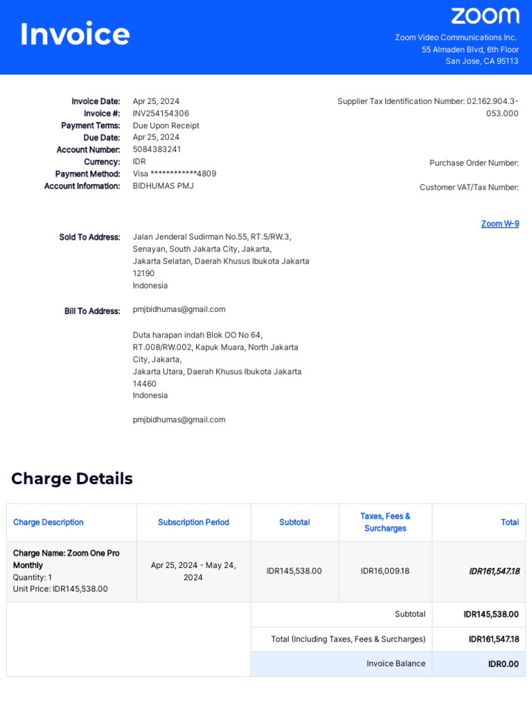 INV254154306 | PDF | Fee | Invoice