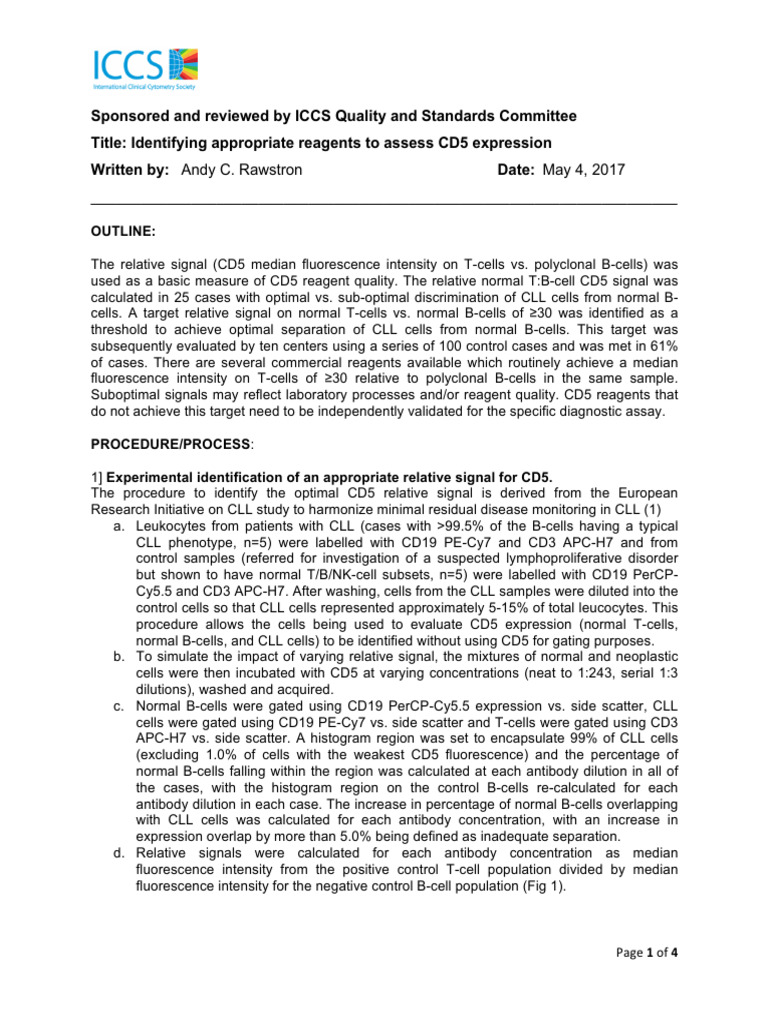 Assess CD5 Expression | PDF | Flow Cytometry | Medical Specialties