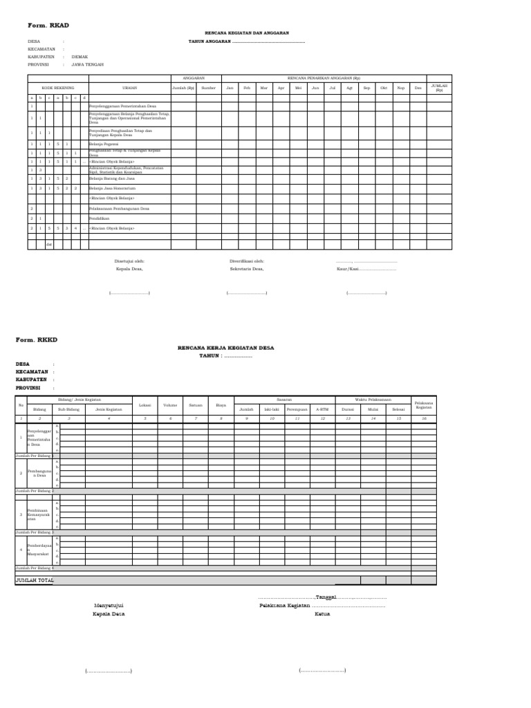 Form Pelaks Anggarn RKA, RAK, DPA, RKKD DLL | PDF