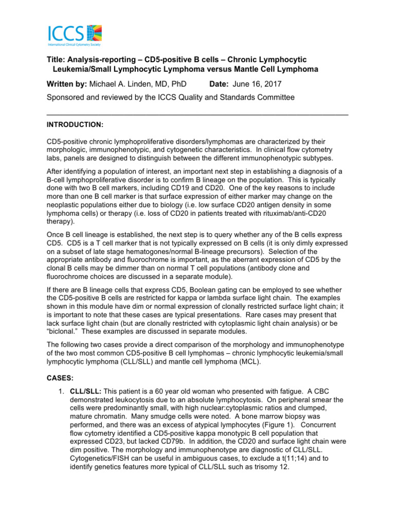 Cd5 Positive B-CLL SLL Vs MCL | PDF | B Cell | Medical Specialties