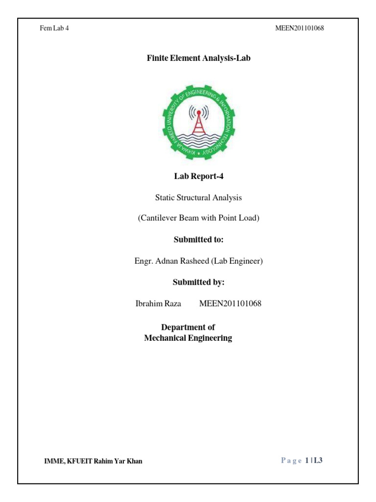 Lab - Session04 MEEN201101068 | PDF | Beam (Structure) | Finite Element Method