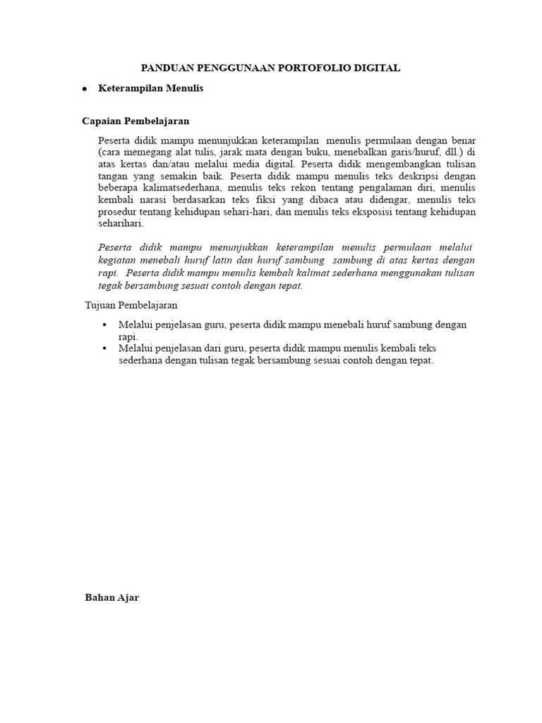 Panduan Penggunaan Portofolio Digital | PDF