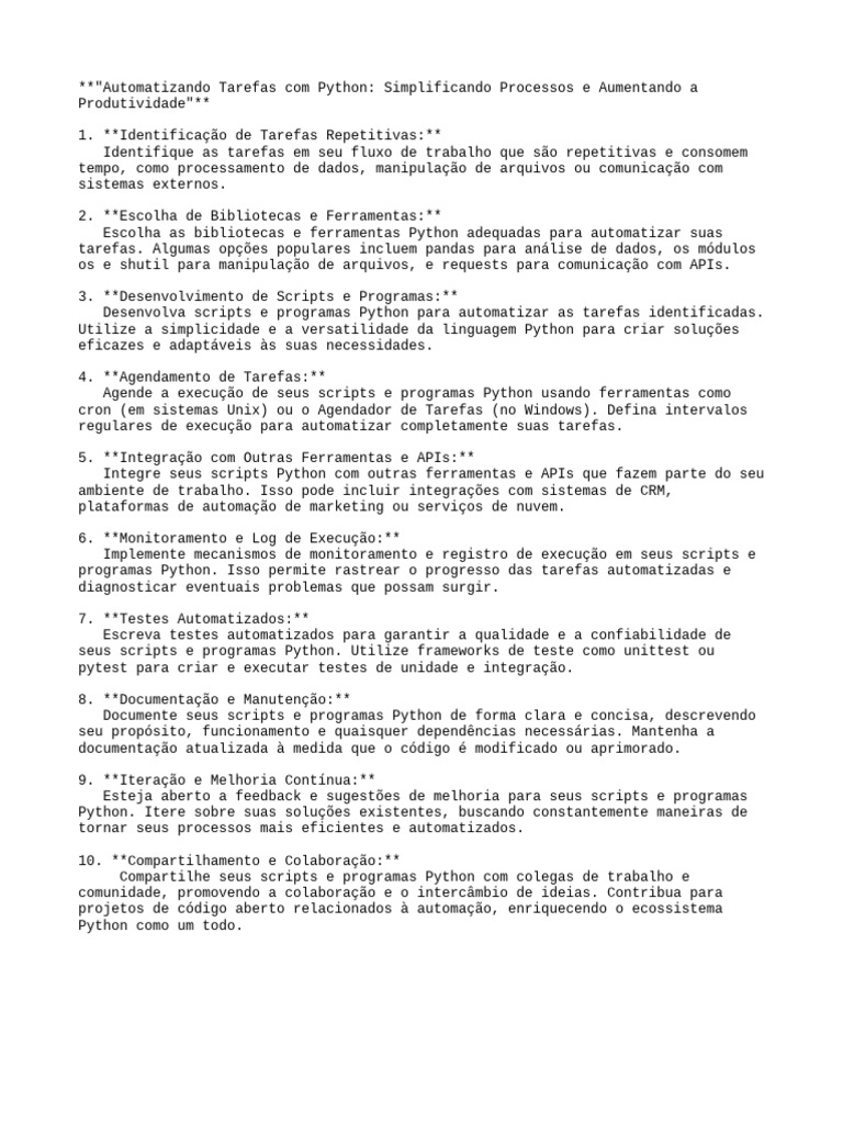 05 Automatizando Tarefas Com Python Simplificando Processos e Aumentando A Produtividade | PDF ...