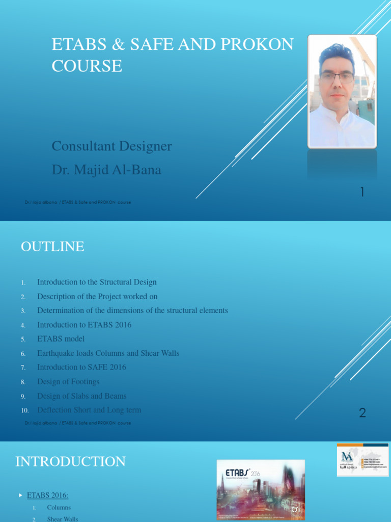 Dr-Majid Albana Etabs & Safe and Prokon Course1 | PDF | Beam (Structure) | Foundation (Engineering)