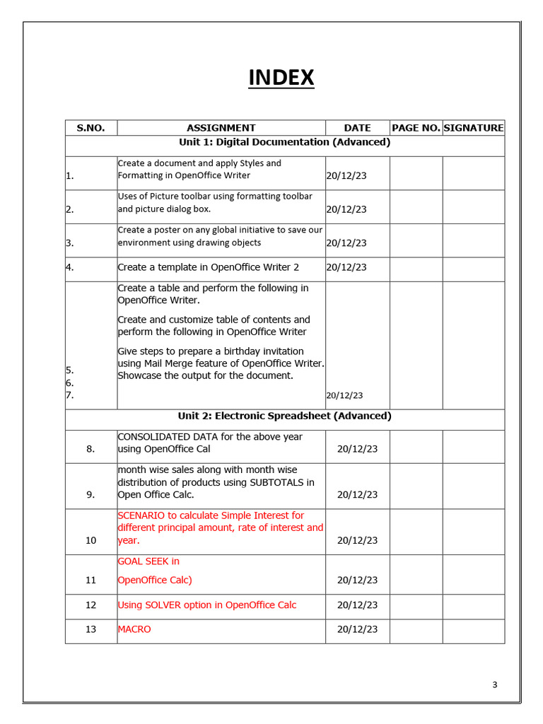 OpenOffice Advanced Documentation Tasks | PDF | Spreadsheet | Databases
