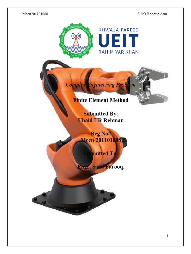 FEA Analysis of 3-Link Robotic Arm | PDF | Strength Of Materials ...