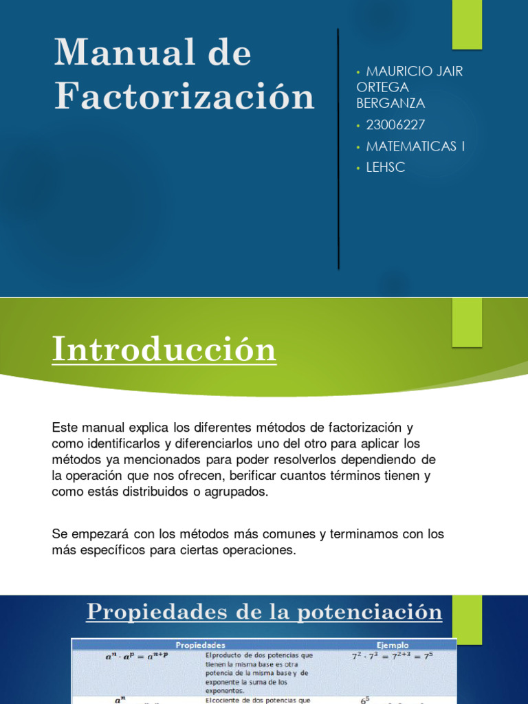 Manual de Factorización | Descargar gratis PDF | Factorización | Conceptos matemáticos