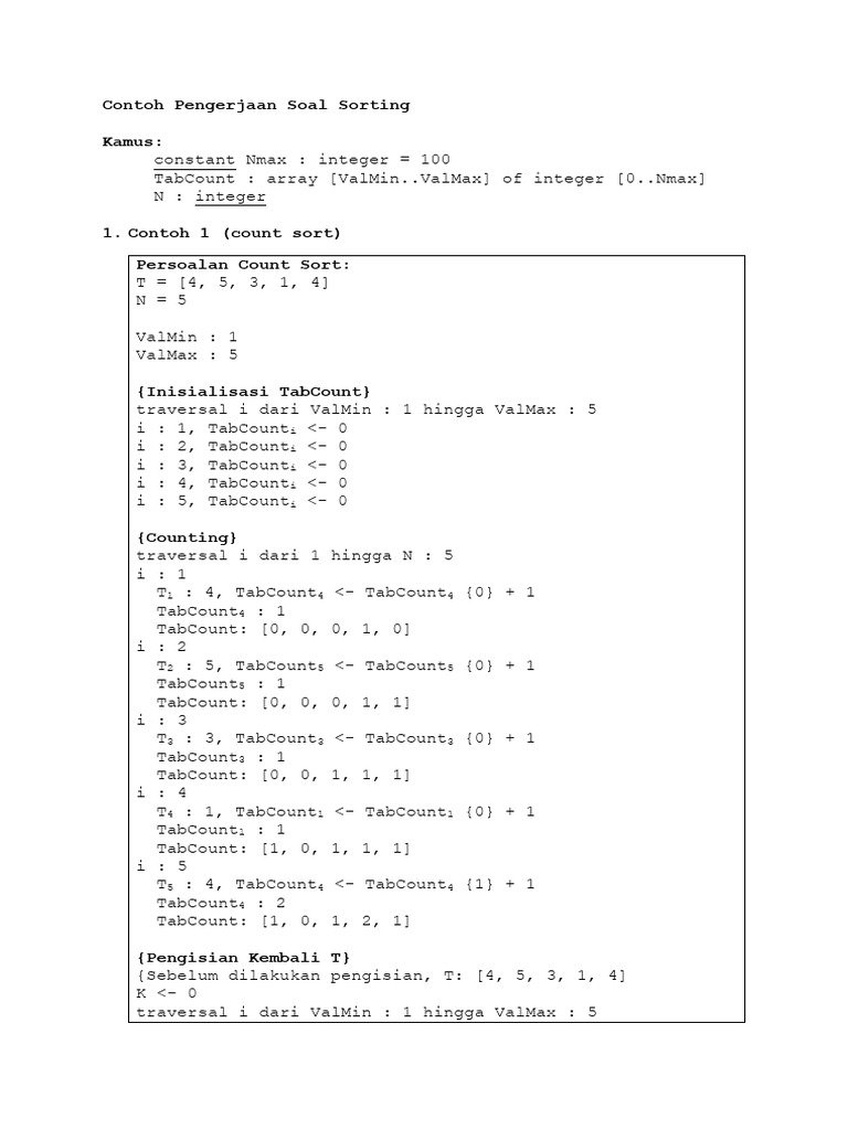 Contoh Pengerjaan Soal Sorting | PDF